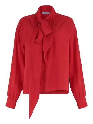 PRADA Prada Bow-Front Silk Blouse With Asymmetric Fastening