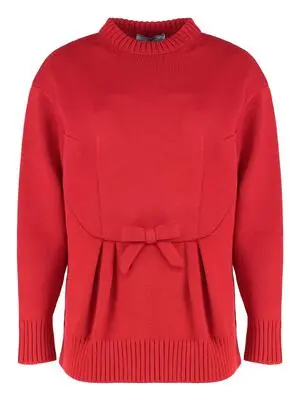 Prada PRADA Ribbed Wool Oversized Sweater Red