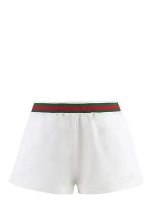 Gucci Cotton Shorts With Signature Web Detail - White