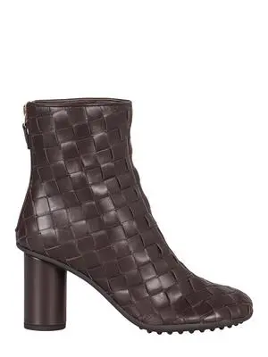 Bottega Veneta Woven Leather Ankle Boots - Brown