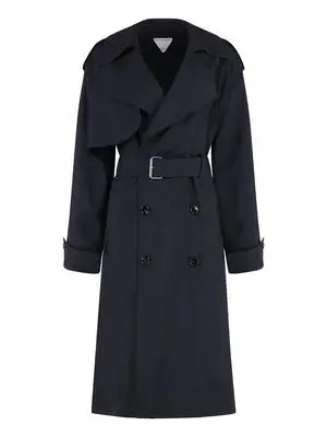 Bottega Veneta Double-breasted Wool Trench Jacket - Blue