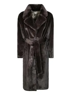 Herno Soft Faux Fur Overcoat - Marrone