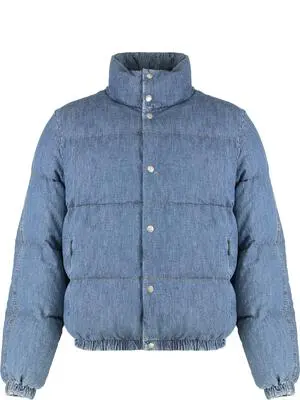 Dolce & Gabbana Quilted Puffer Jacket With Snap Front - Denim
