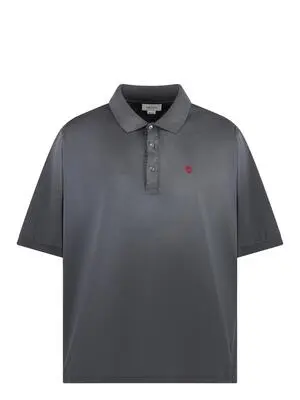 Alexander McQueen Short-sleeve Cotton Polo Shirt With Ribbed Edges And Side-slit Hem - Grey