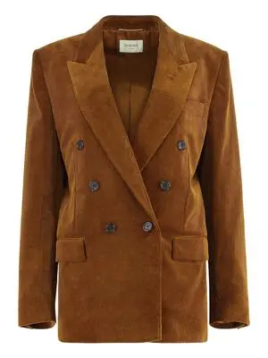 Saint Laurent SAINT LAURENT Velvet Double-Breasted Oversized Jacket Brown