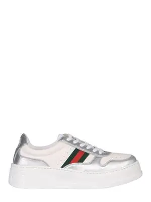 Gucci GUCCI Retro Low-Top Metallic Leather Sneakers With Oversized Rubber Sole White