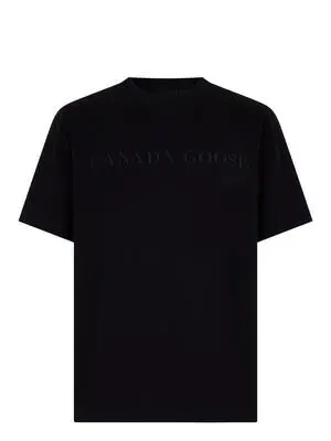 Canada Goose Cotton Crew Neck T-shirt With Embroidered Detail - Black