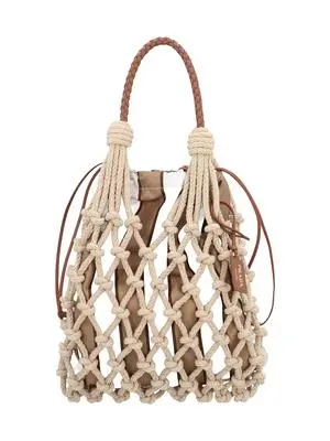Prada Mini Mesh Knit Tote Bag - Ecru