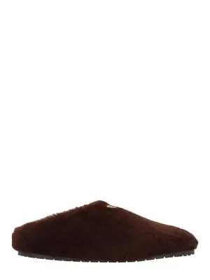 Prada Sheepskin Sabot With Enamel Triangle Logo - Brown
