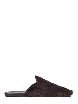 Prada Fur Leather Flat - Brown