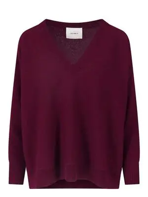 LISA YANG LISA YANG 100% Cashmere V-Neck Pullover Red