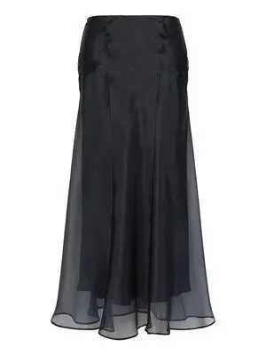 Max Mara Max Mara Mid-Rise Silk Skirt With Side Zip Blu