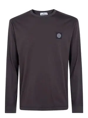 Stone Island Stone Island Men's Long-Sleeve Stone Washed Jersey T-Shirt Coalgrey
