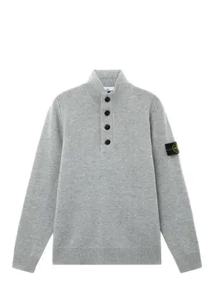 STONE ISLAND STONE ISLAND Ribbed Wool Sweater With Stand-Up Collar And Zip Closure