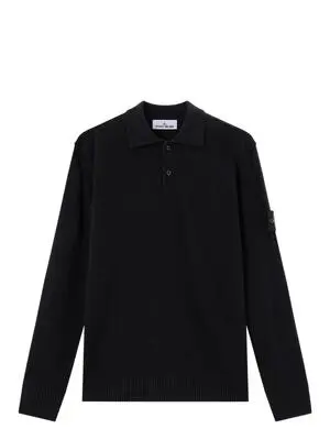 STONE ISLAND STONE ISLAND Virgin Wool Button-Front Polo Sweater