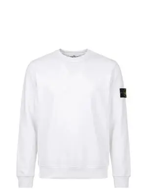 Stone Island Stone Island-Style Cotton Fleece Crewneck Sweatshirt With Left Sleeve Badge Bianco
