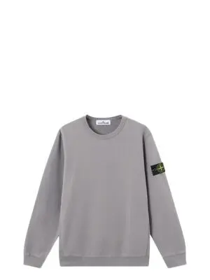 Stone Island Cotton Crewneck Sweatshirt With Sleeve Badge - Grigio
