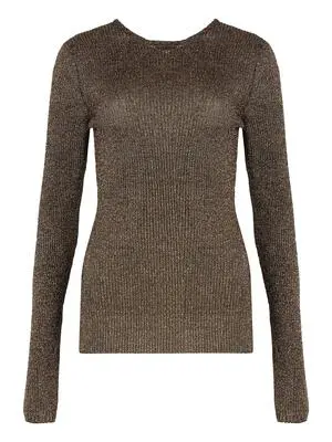 MIU MIU Miu Miu Lurex-Blend Round-Neck Ribbed Sweater
