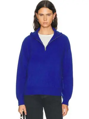 Staud Hudson Cashmere Quarter Zip Sweater - Cobalt