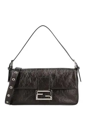 Fendi Fendi Baguette Leather Shoulder Bag Black