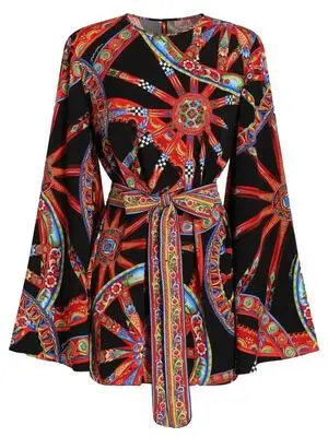 DOLCE & GABBANA Dolce & Gabbana Carretti Silk Printed Mini Dress