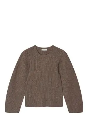 BY MALENE BIRGER Bianca Yak Wool Ribbed Cropped Sweater - Fosil