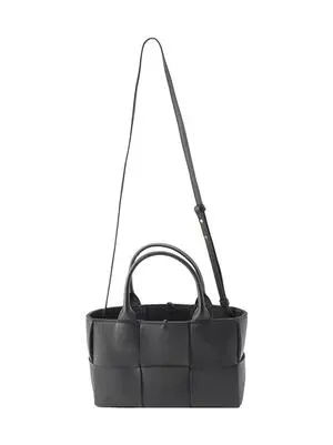 Bottega Veneta 2012-2026 Mini Lambskin Intreccio Arco Tote Satchel Black
