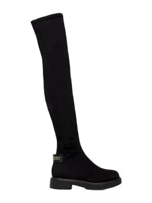 Moschino Logo Plaque Over-the-knee Boots - Black