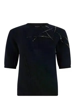 Fabiana Filippi Gauze Bead-embellished Short-sleeve Sweater - Blue