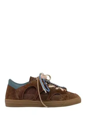 SANTHA Love Park Suede Cut-out Sneakers - Brown