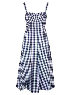 Veronica Beard Aila Gingham-print Midi Dress - Blue