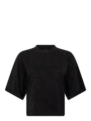Pinko Embellished Cotton Jersey T-shirt - Black