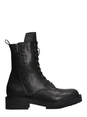 JULIE DEE Lace-up Combat Boots - Black