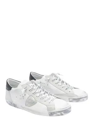 Philippe Model Prsx Low-top Distressed Leather Sneakers - White