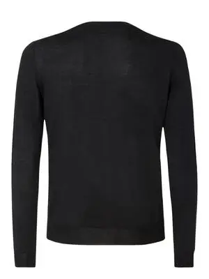 Fendi Wool V-neck Pullover With Contrast Stitching - Black