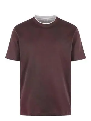 Eleventy Layered-neck Short-sleeve T-shirt - Brown