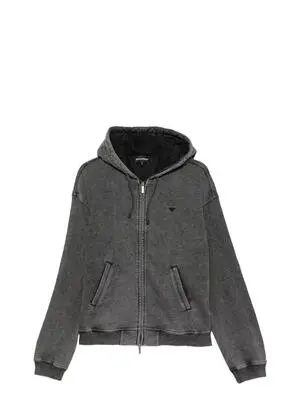 Emporio Armani Faded-effect Logo-patch Hoodie - Grey
