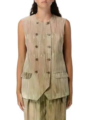 EMPORIO ARMANI Double-breasted Waistcoat In Oval-patterned Jacquard