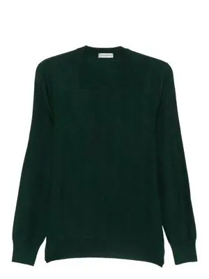 VENGERA Chevron Knit Long Sleeve Sweater - Green