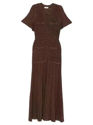 Sandro Sequin-embellished Knitted Maxi Dress - Brown