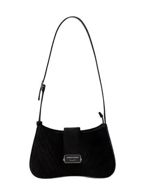 Emporio Armani Moiré Velvet Hobo Shoulder Bag - Black