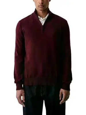 Emporio Armani Half-zip Logo-embroidered Sweater - Red