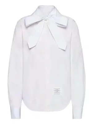 Thom Browne White Stripe Bow Blouse - Pink
