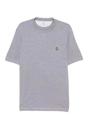 Brunello Cucinelli Logo-embroidered T-shirt Grey