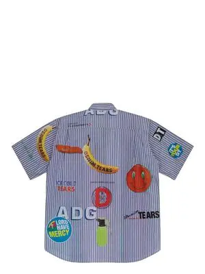 DENIM TEARS Bodega Striped Short-sleeved Shirt - Blue
