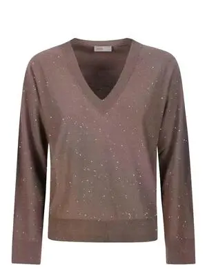 Herno Embellished V-neck Sweater - Brown