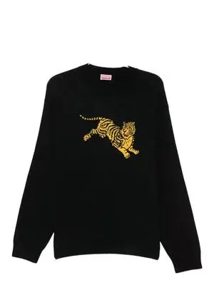 Kenzo Tiger Intarsia Crew Neck Sweater - Black