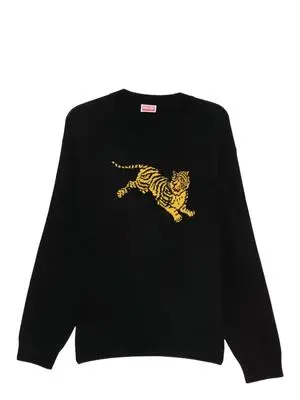 Kenzo Tiger Intarsia Crew Neck Sweater - Black