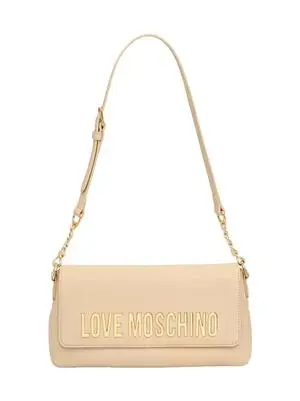 Moschino Logo-plaque Chain-link Shoulder Bag Neutrals