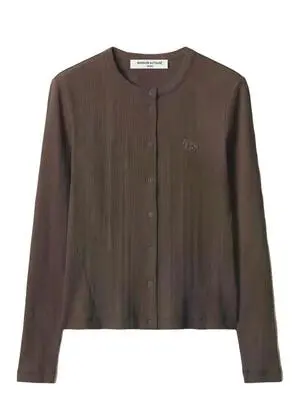 Maison Kitsuné Baby Fox Ribbed Knit Cardigan - Brown